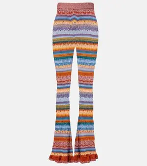 Etro Crochet Striped Cotton Flared Trousers - Multicoloured