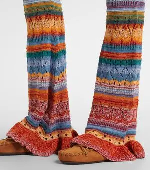 Etro Crochet Striped Cotton Flared Trousers - Multicoloured
