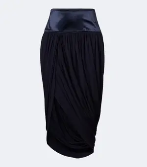 FERRAGAMO Draped Asymmetric Midi Skirt - Blue