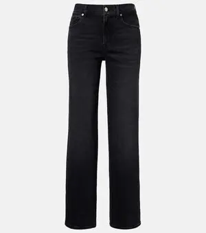 7 For All Mankind Stovepipe Straight Jeans - Black