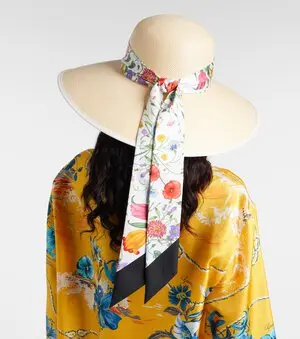 Gucci Flora Silk-trimmed Panama Hat