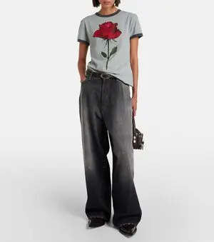 Acne Studios Printed Cotton-blend T-shirt - Grey