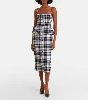 Carolina Herrera Checked Trompe L’oil Wool Midi Dress - Black