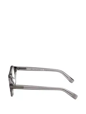 Zegna Striped Round Frame Eyeglasses - Grey