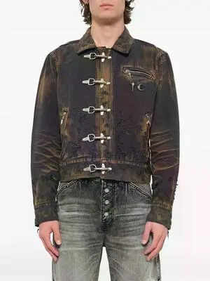 THUG CLUB Distressed Washed Denim Jacket