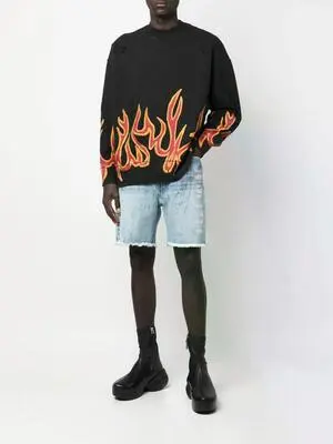 Amiri All-over Logo Print Denim Shorts