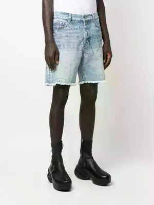 Amiri All-over Logo Print Denim Shorts