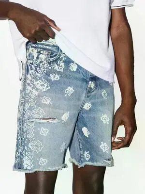 Amiri Bleach Bandana-print Denim Shorts