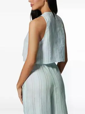 Kiki De Montparnasse Striped Tie-front Cropped Top - Blue