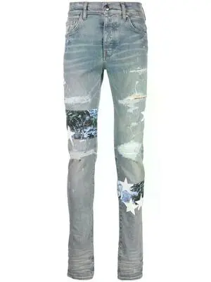 Amiri Star Patch Skinny Jeans - Blue