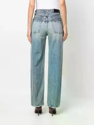 Amiri Distressed High-rise Wide-leg Jeans