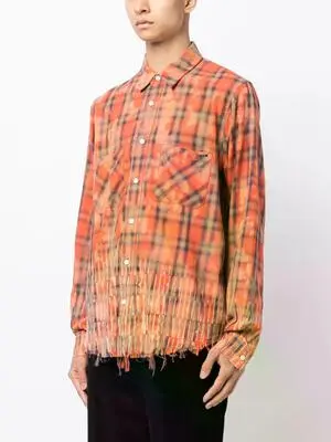 Amiri Logo-print Bleached Flannel Shirt