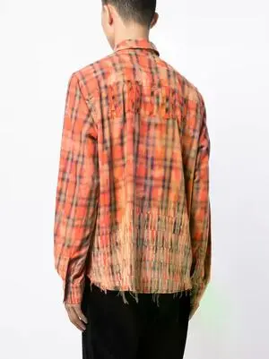 Amiri Logo-print Bleached Flannel Shirt