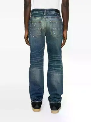 Amiri Logo Patch Ripped Straight-leg Jeans