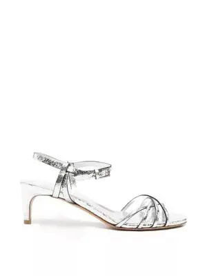 DEL CARLO Iride Crackled Effect Strappy Sandals - Silver