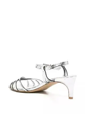 DEL CARLO Iride Crackled Effect Strappy Sandals - Silver