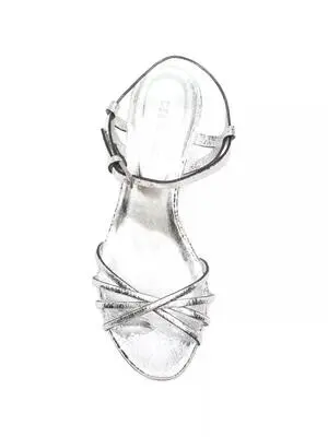 DEL CARLO Iride Crackled Effect Strappy Sandals - Silver
