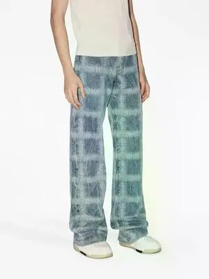 Amiri Plaid Check Wide Leg Jeans