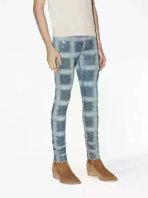 Amiri Logo Plaid Skinny Jeans