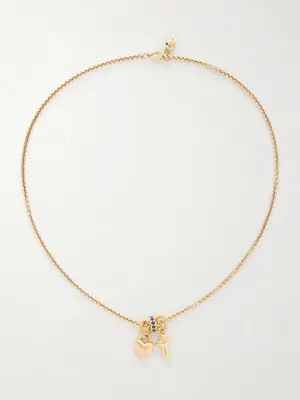 ROXANNE ASSOULIN The Itsy Bitsy Initial Tone Sapphire Necklace - Gold