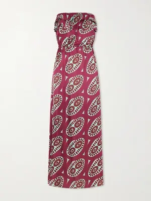 Themis Z Selene Printed Ruffled Silk-blend Maxi Dress - Multi