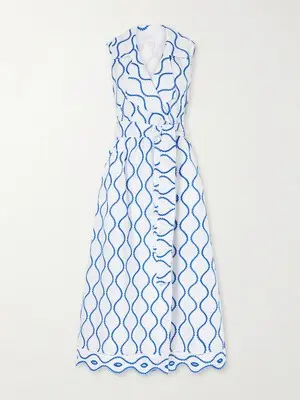 Loretta Caponi Noemie Midi Dress With & Metallic Stripes - Blue