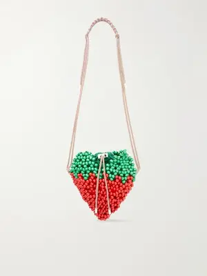 ALEMAIS Strawberry Beaded Shoulder Bag - Red