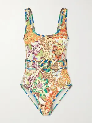 ALEMAIS Charlie Belted Floral-print One-piece Swimsuit - Multi
