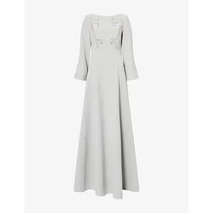 Huishan Zhang Clover Jewel-embellished Woven Gown - Grey