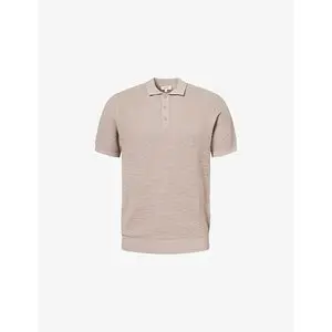 ARNE Short-sleeve Rib-knit Cotton Polo Shirt - Stone