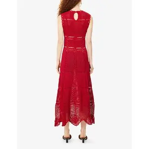 Erdem Crochet Cotton Midi Dress - Ruby Red