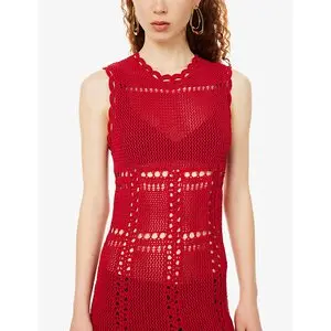 Erdem Crochet Cotton Midi Dress - Ruby Red