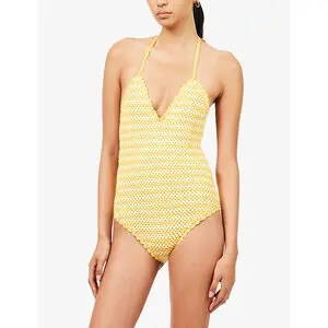 Simkhai Karoline Halterneck Crochet Swimsuit - Mango Multi