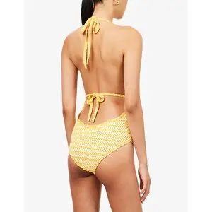 Simkhai Karoline Halterneck Crochet Swimsuit - Mango Multi