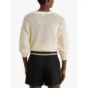 REISS Mila Wave-trim Linen Shorts - Black