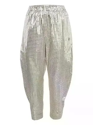 OTTOD'AME Gingham Lurex Trousers - Silver