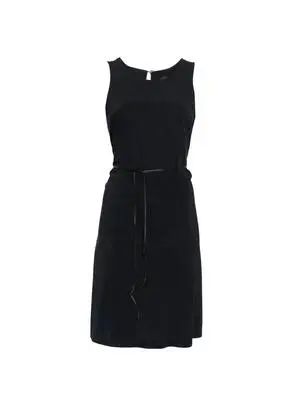 RRD Sleeveless Round Neck Belted Dress - Blue