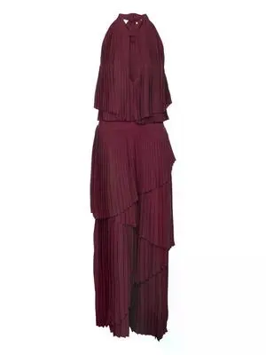 Elie Saab Pleated Halter-neck Dress - Red