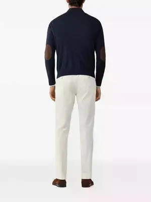HACKETT  Half-zip Sweater With Suede Elbow Patches - Blue
