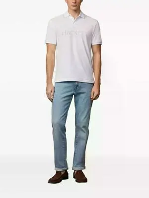 HACKETT LONDON Logo-print Piqué Polo Shirt - White