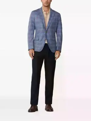 HACKETT  Tattersall-check Single-breasted Silk Blazer