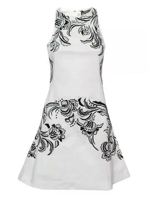 Roberto Cavalli Floral Sleeveless Mini Dress - White