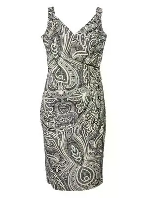 Max Mara Paisley-print Sleeveless V-neck Draped Dress