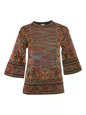 Missoni Intarsia Knit Three-quarter Sleeve Top - Brown