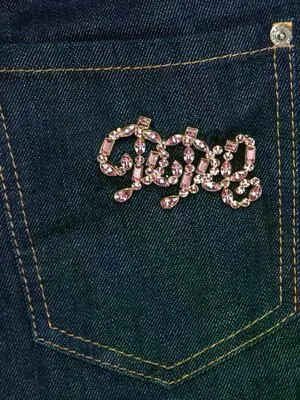 Dsquared2 Indigo Crystal Embellished Zip Detail Jeans