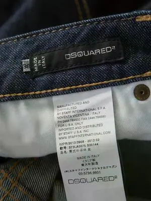Dsquared2 Indigo Crystal Embellished Zip Detail Jeans