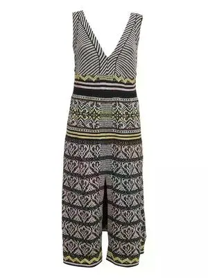 Missoni Patterned Jacquard V-neck Midi Dress - Black