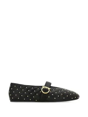 FERRAGAMO Studded Gancini Buckle Ballet Flats - Black