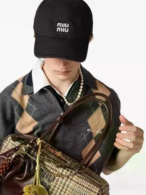 Miu Miu Logo-embroidered Drawstring Baseball Cap - Black