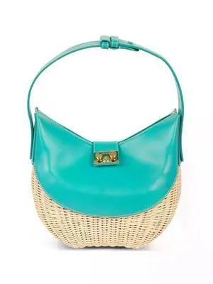 Rodo Willow-wicker Leather-trim Tote Bag - Blue